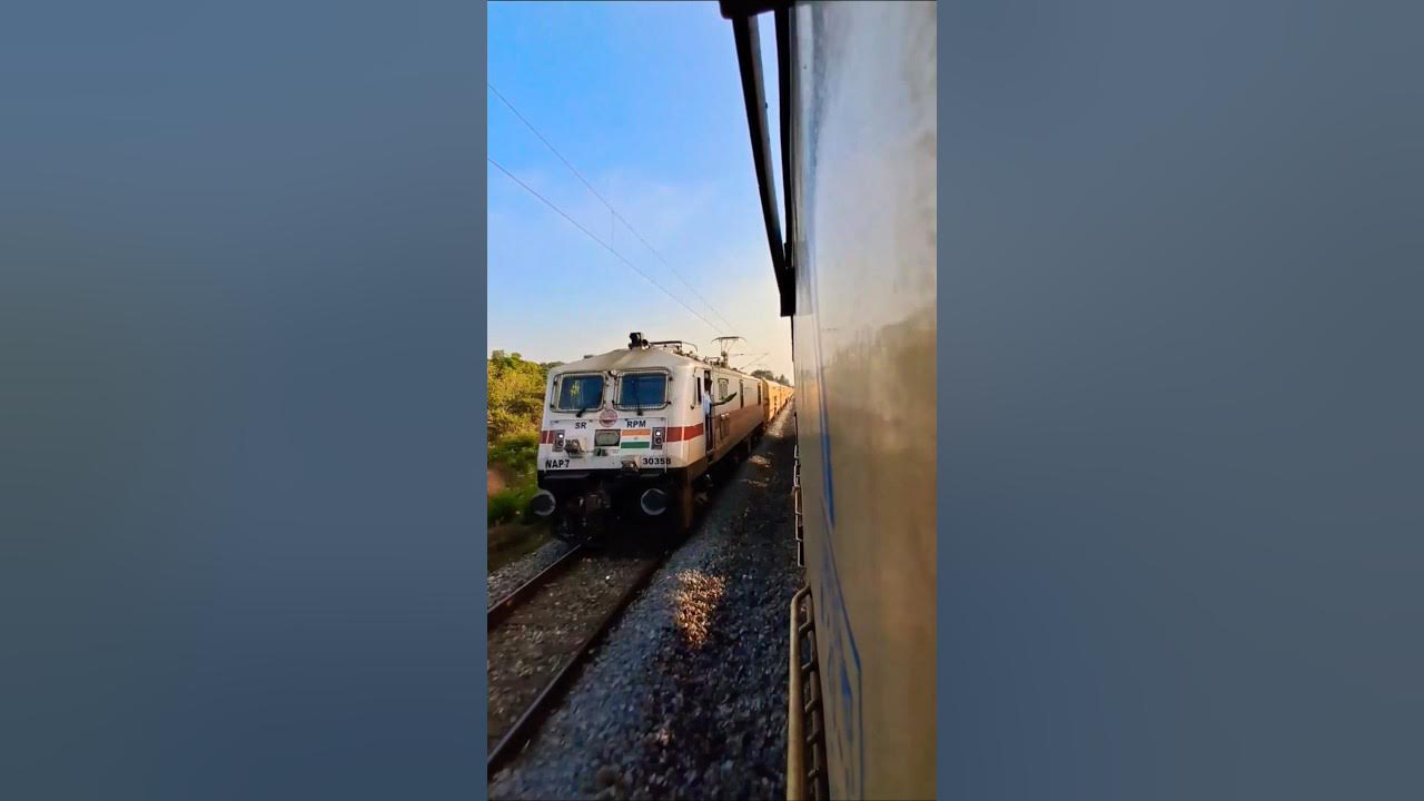 ️Diesel meets Electric:Poorna Express meets Matsyaganda Superfast Express at Shiroor ️#railway # ...