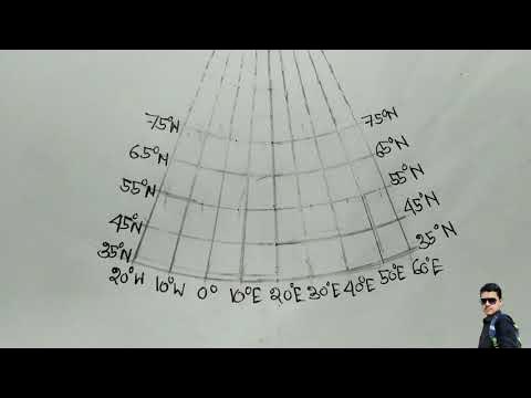 simple conical projection with one standard parallel. how to draw how ...