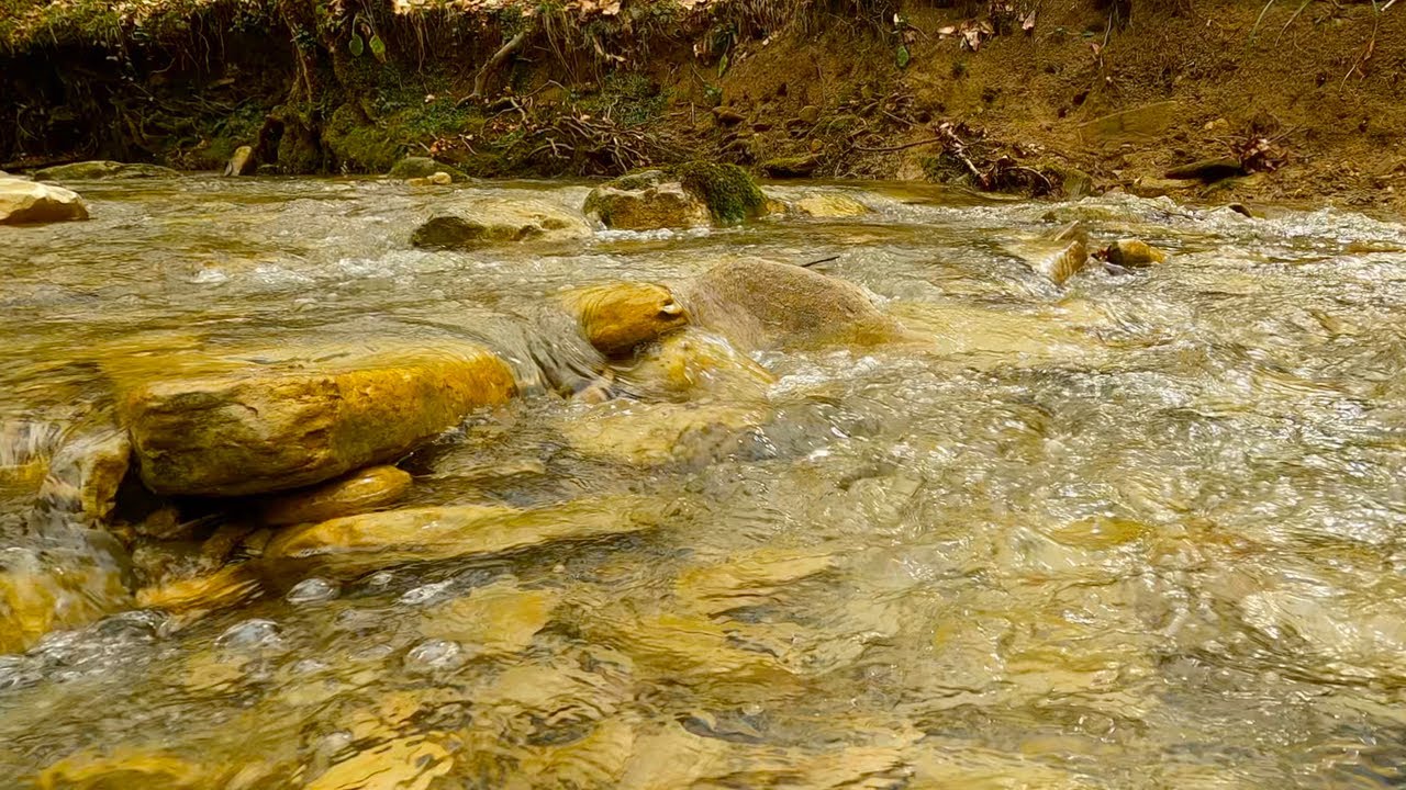 March mountain stream. Gentle sounds of a flowing stream. 8 Hours of 4K ...