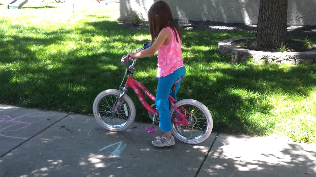 abby riding her bike with no training wheels - YouTube