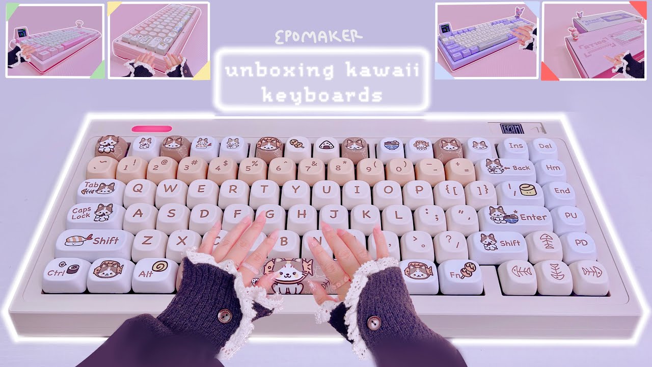 Kawaii Keyboards Unboxing Haul! RT100 Pink/Purple, Pastel64 Kit, EK75 ...