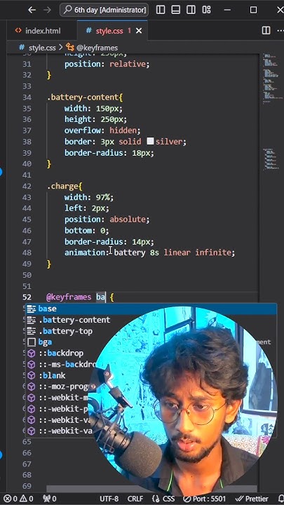 CSS Battery Charging Animation ⚡ | Smooth Charging Effect! | #css #learning #animation - YouTube