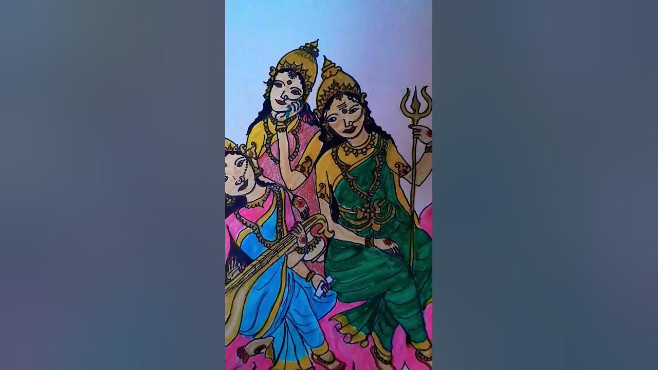 #drawing#tridevi#youtube short - YouTube