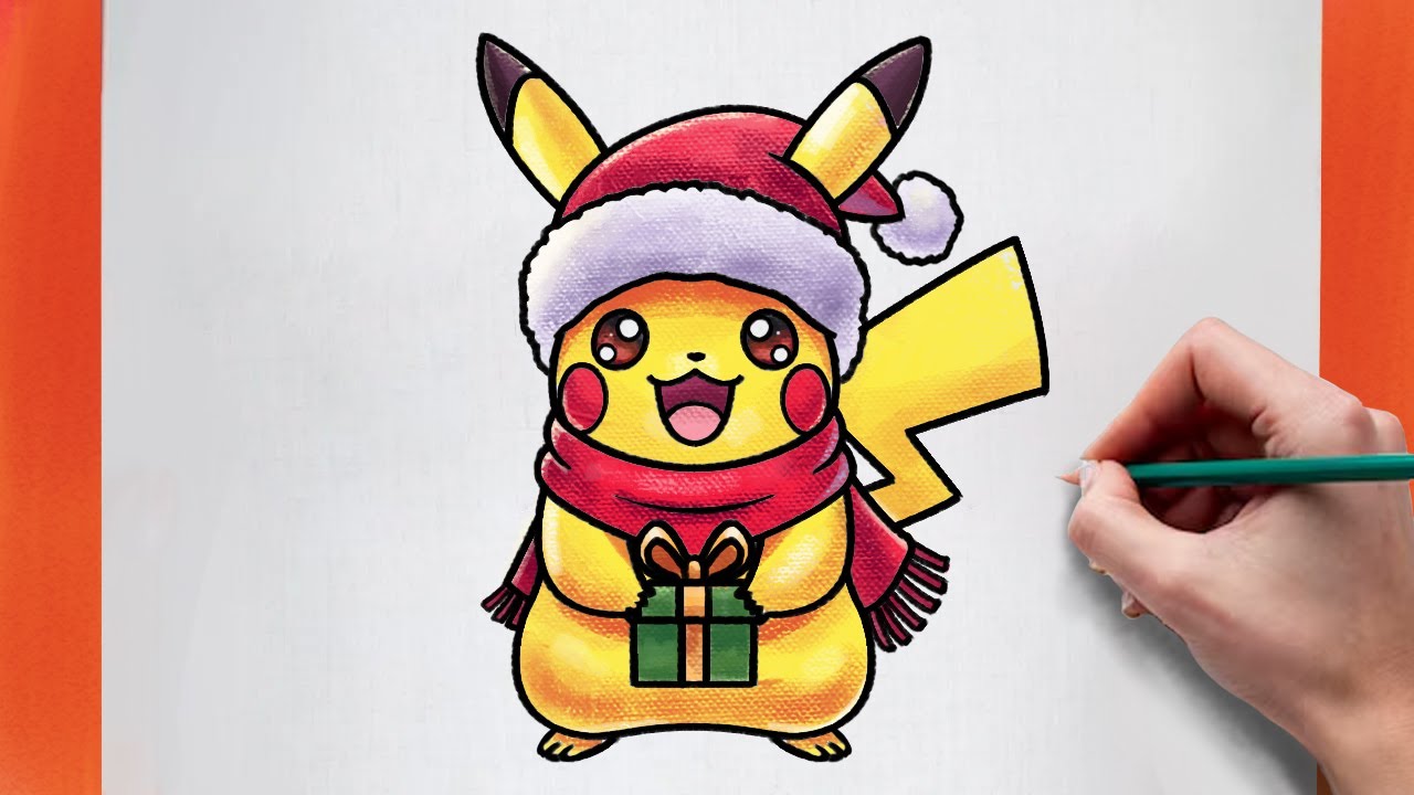 How to draw christmas pikachu - YouTube