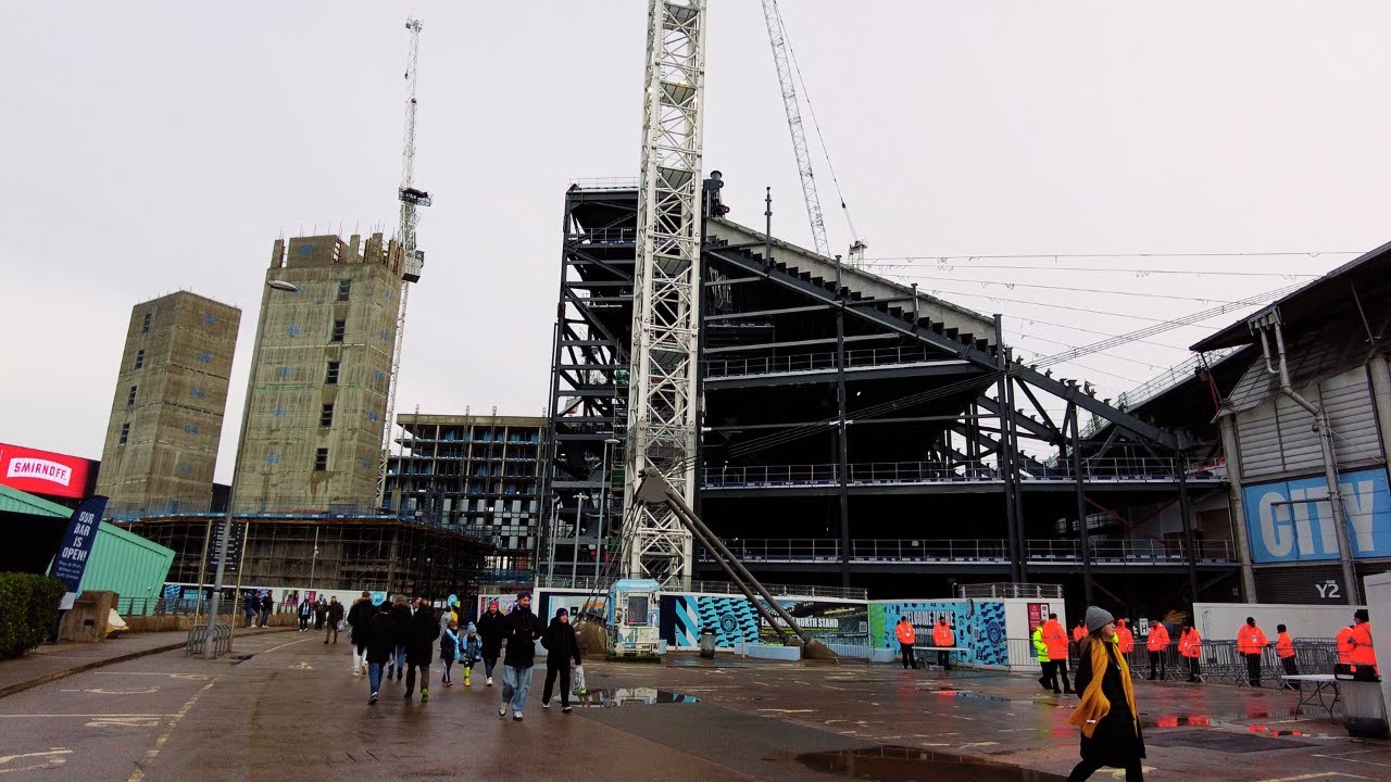 Walking past the Colin Bell Stand to the Expansion Work - YouTube