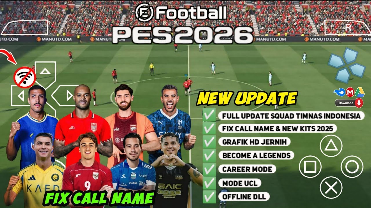 eFootball PES 2026 PPSSPP Android Offline Full Update UCL & League Kits ...