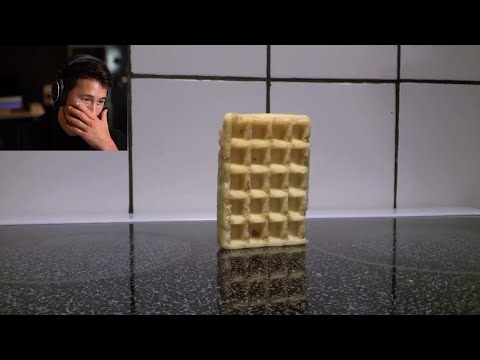 Markiplier laughs hysterically at a waffle falling over