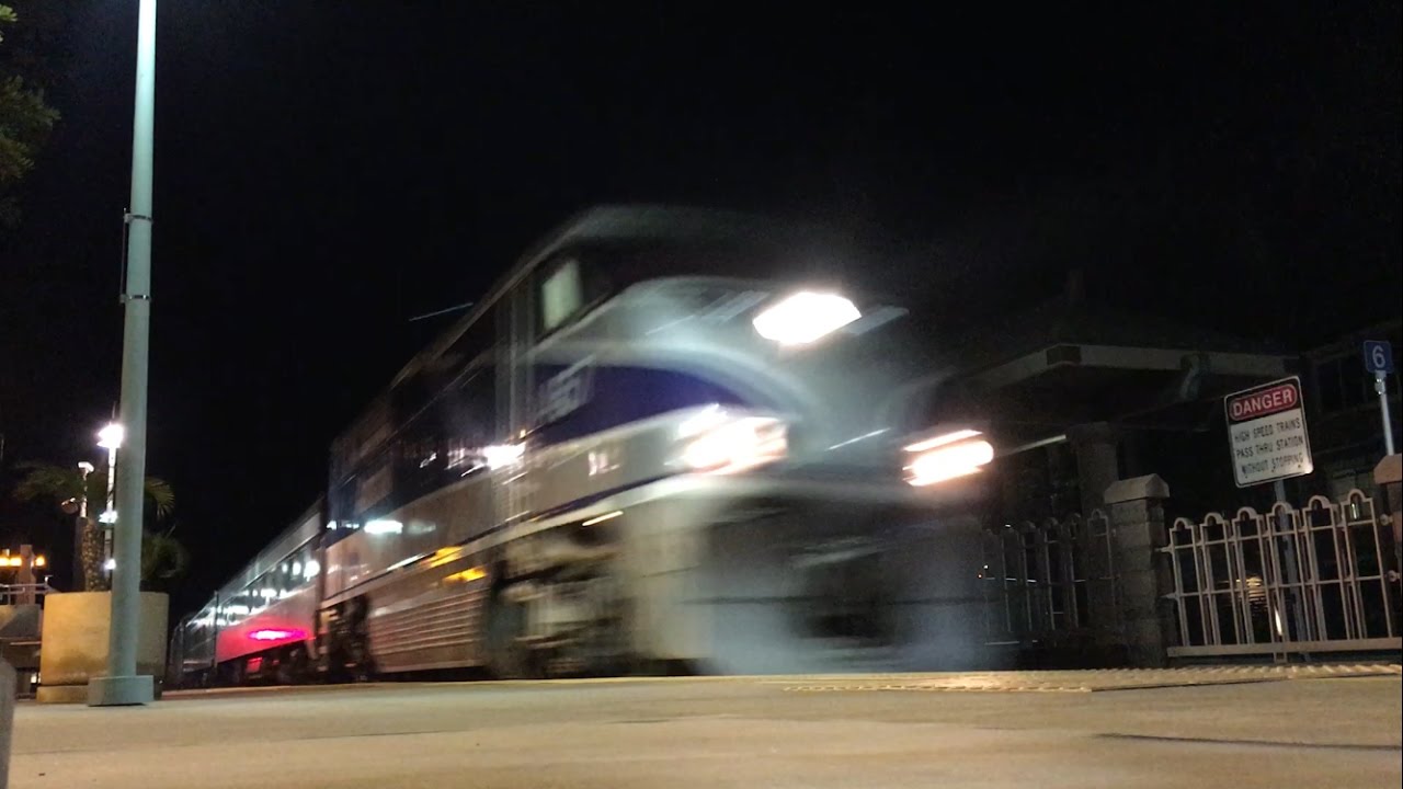 Amtrak 591 at Carlsbad Village with the Troop Train 2016 - YouTube
