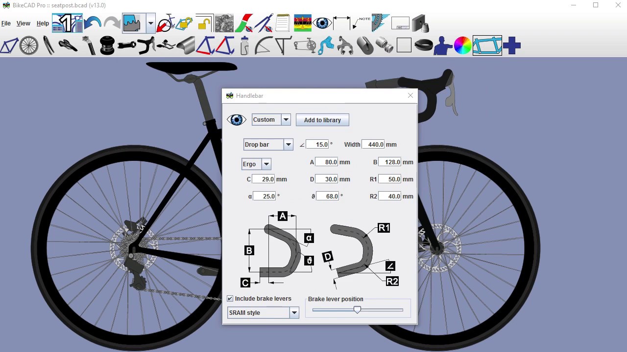 Adding components to standard libraries of parts in BikeCAD Pro - YouTube