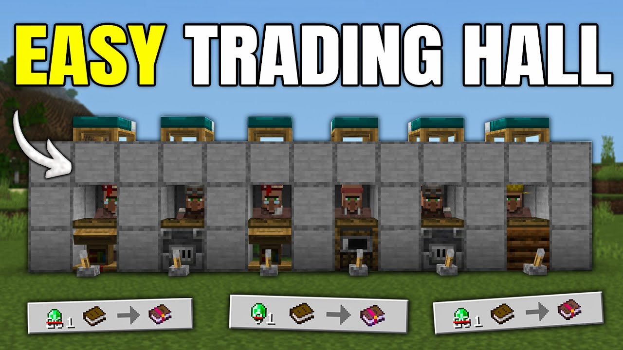Easy Villager TRADING HALL in Minecraft Bedrock 1.21 - YouTube