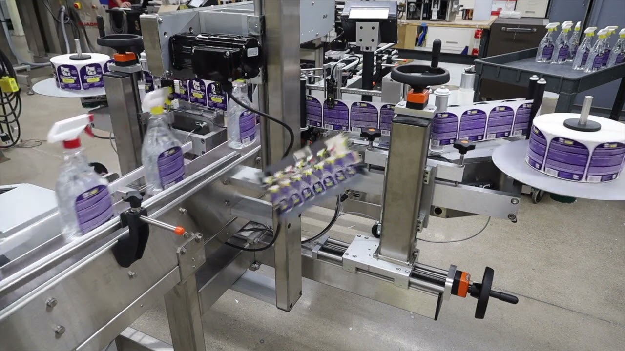 Front Back Trigger Bottle Labeling - EconoLine Q105 - YouTube