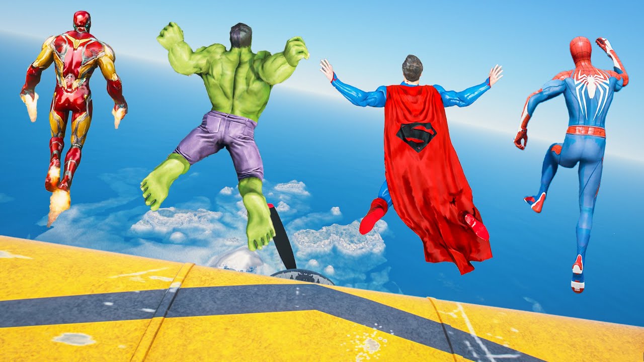 Justice League Vs Avengers | Superheroes Event Day EXTREME JUMPING ...