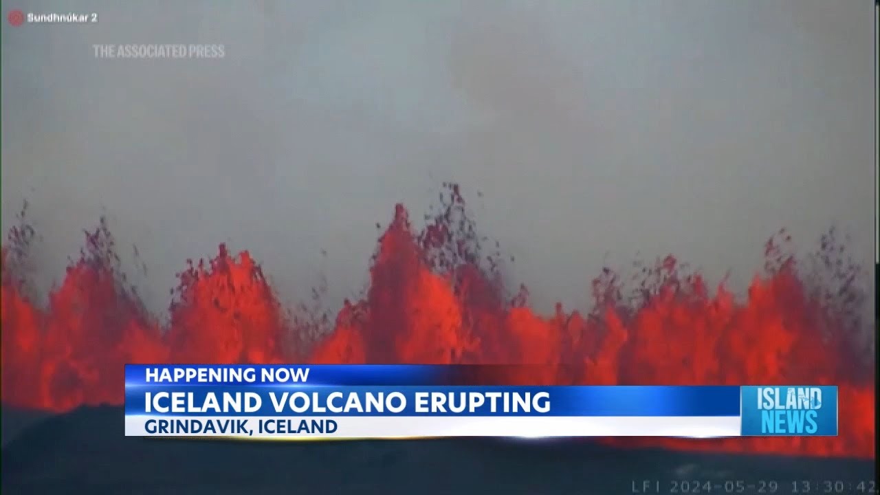 Iceland volcano erupts again, triggers evacuations - YouTube