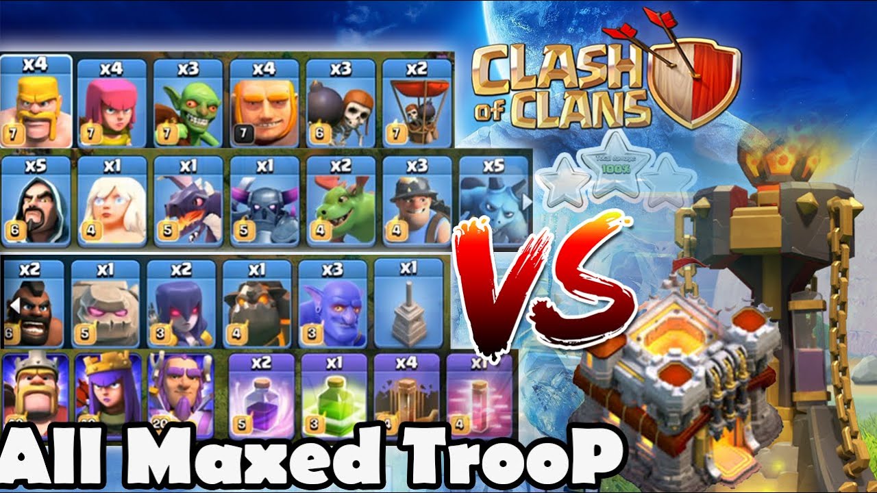 [Update 2017] Clash Of Clans | ALL MAX TROOP TROLL vs ONE BASE!! ALL ...