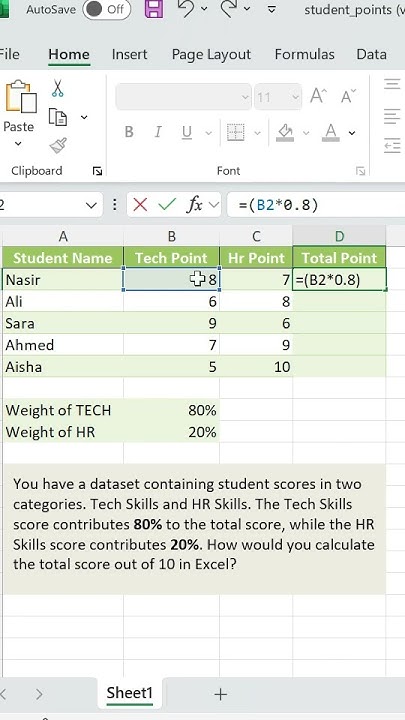 Excel Interview Question SOLVED! 💻 Calculate Weighted Scores (Tech 80% + HR 20%) in Seconds!" # ...
