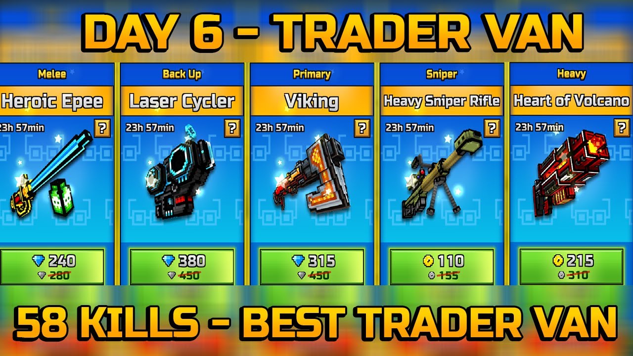 Pixel Gun 3D - Trader Van Day 6 is Best Van? 58 Kills (Damage ...