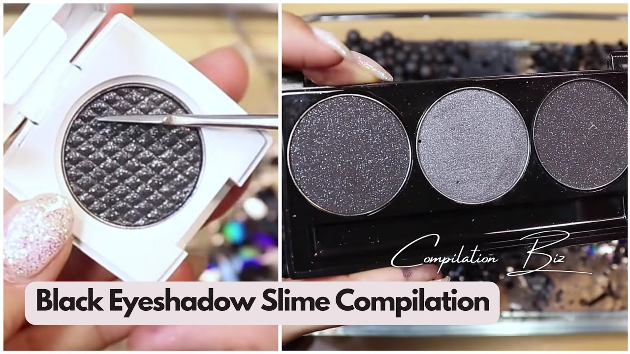 Black Eyeshadow Slime Compilation | Black Makeup Mixing in Slime ...