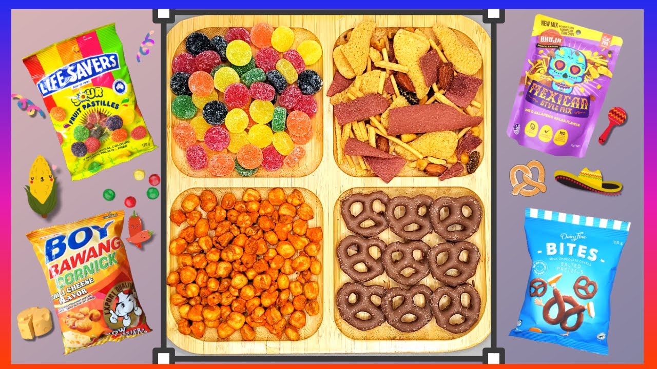 😆 Sour Fruit Pastilles 🍡Cornick Chili Cheese 🧀Chocolate Pretzel 🥨 ...