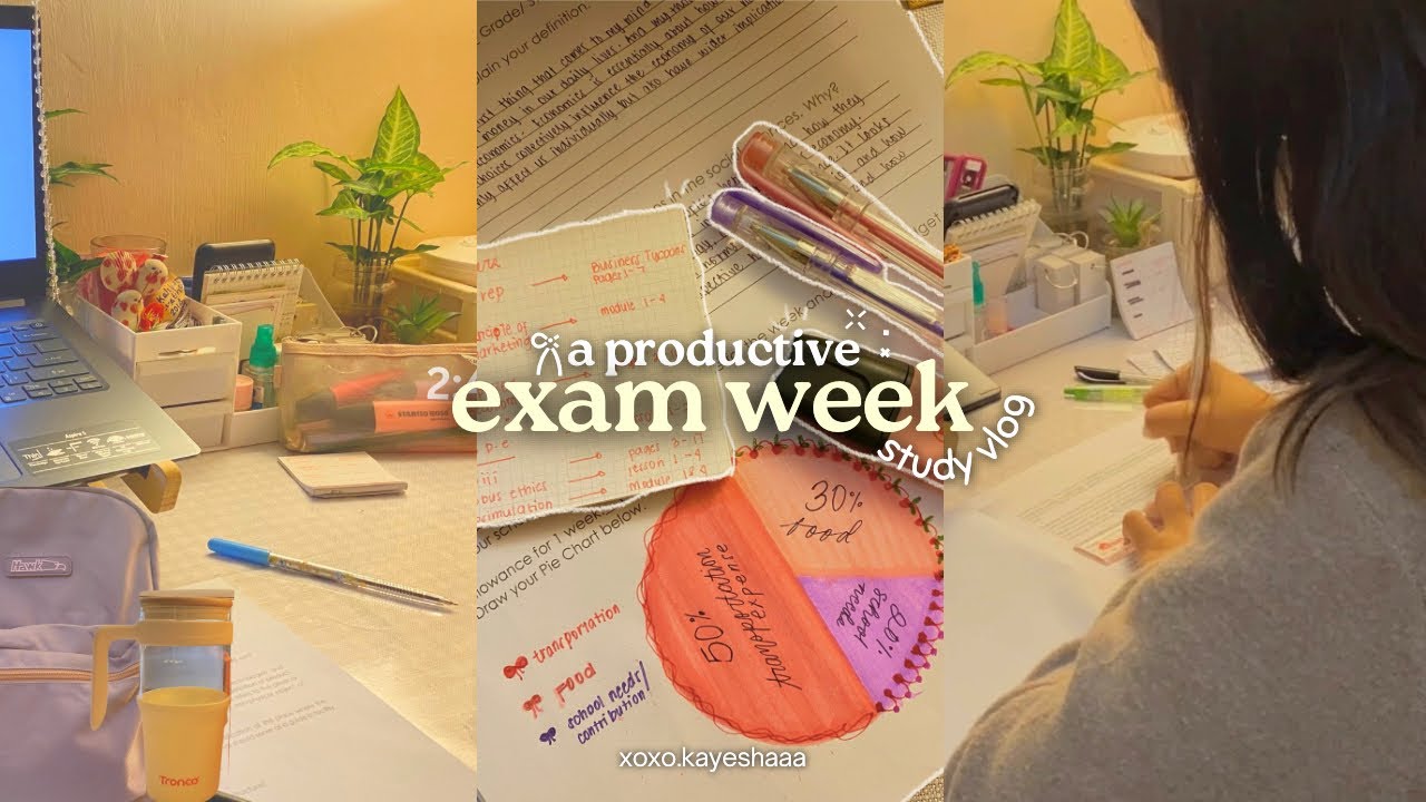 PRODUCTIVE STUDY VLOG 🖇️ | exam week 📚 late-night study sesh 🌟, taking ...