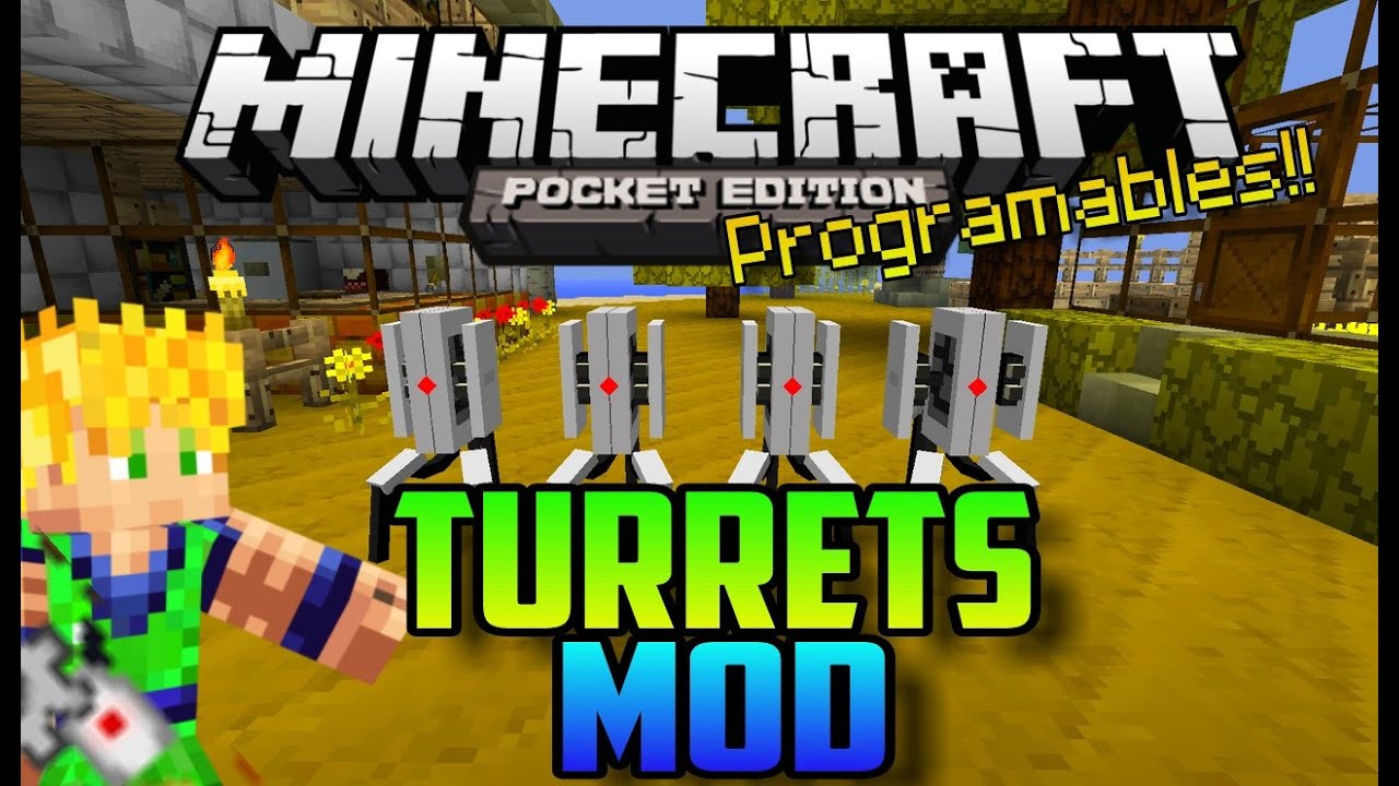 MINECRAFT PE - TURRETS MOD - YouTube