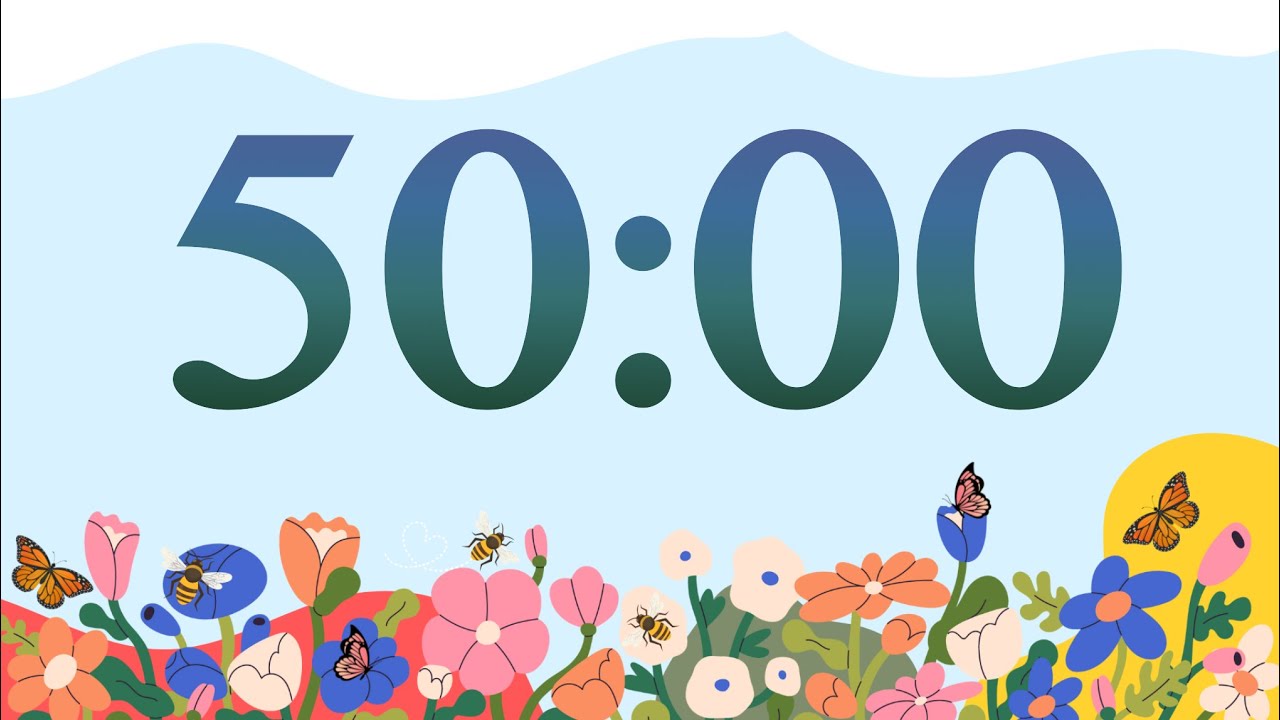 50 Minute Cute Spring Bees and Flowers Classroom Timer (No Music, Piano ...