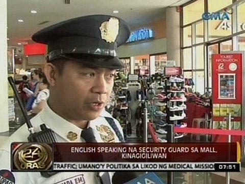 24 Oras: English speaking na security guard sa mall, kinagigiliwan ...