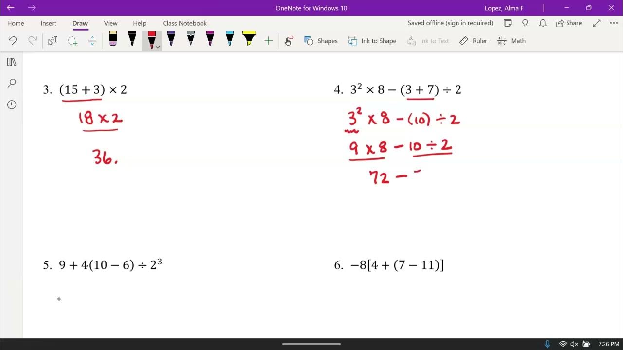 Notes 12 Order of Operations part 1 - YouTube