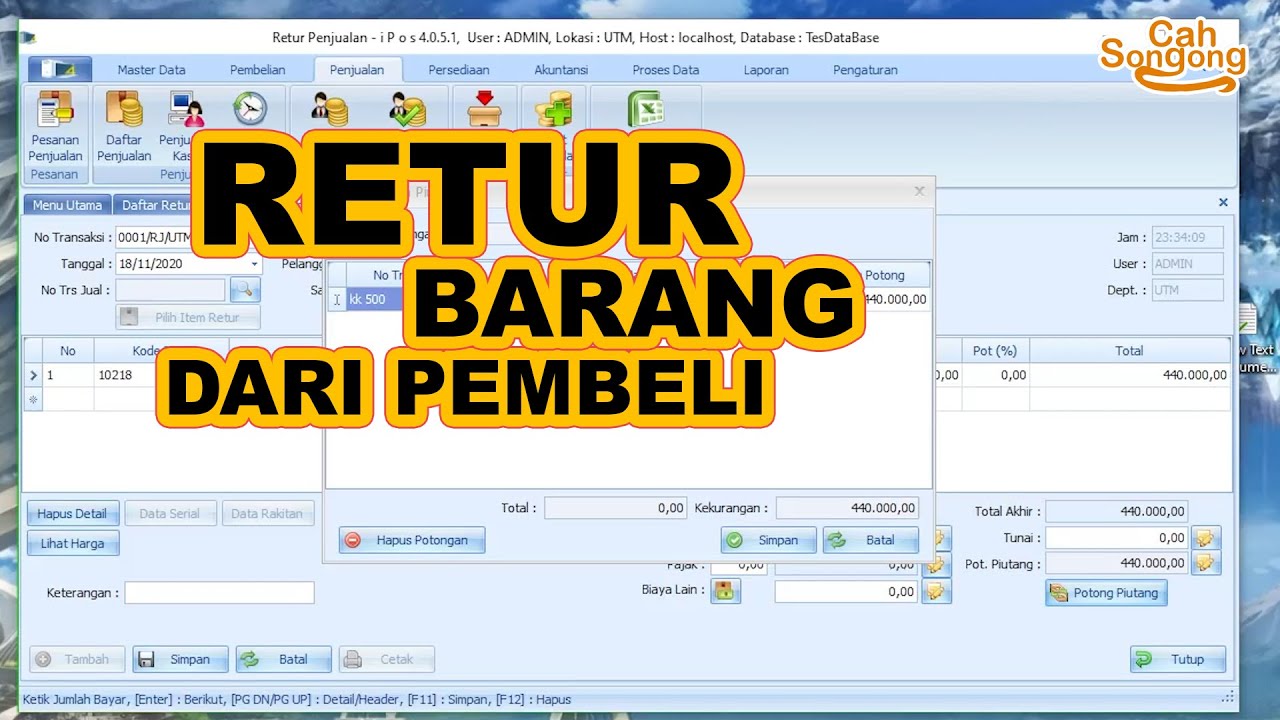 Tutorial ipos 4 part 8 || membuat retur penjualan, pembeli mengajukan retur brang ke penjual ...