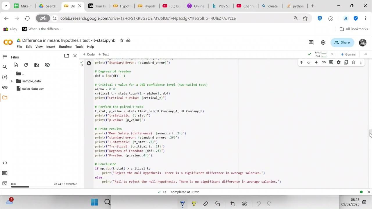 Use pandas and numpy to create a sales data csv file and then test it ...