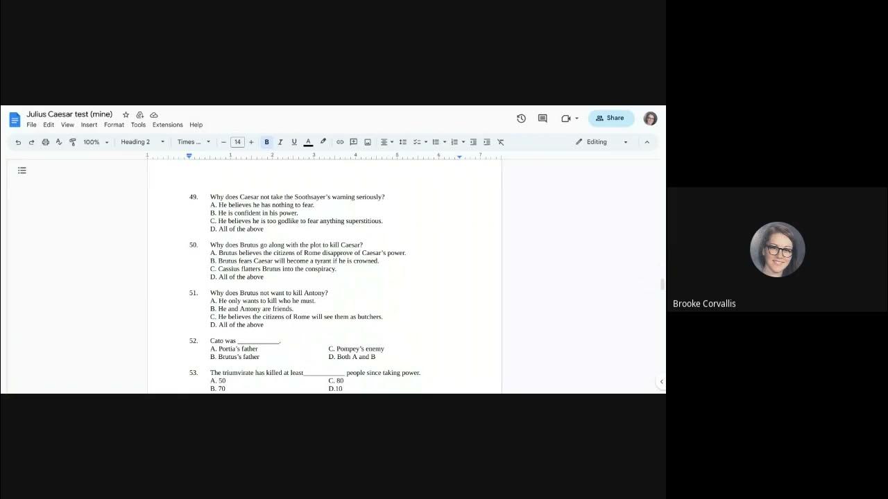 Julius Caesar Final Test - YouTube