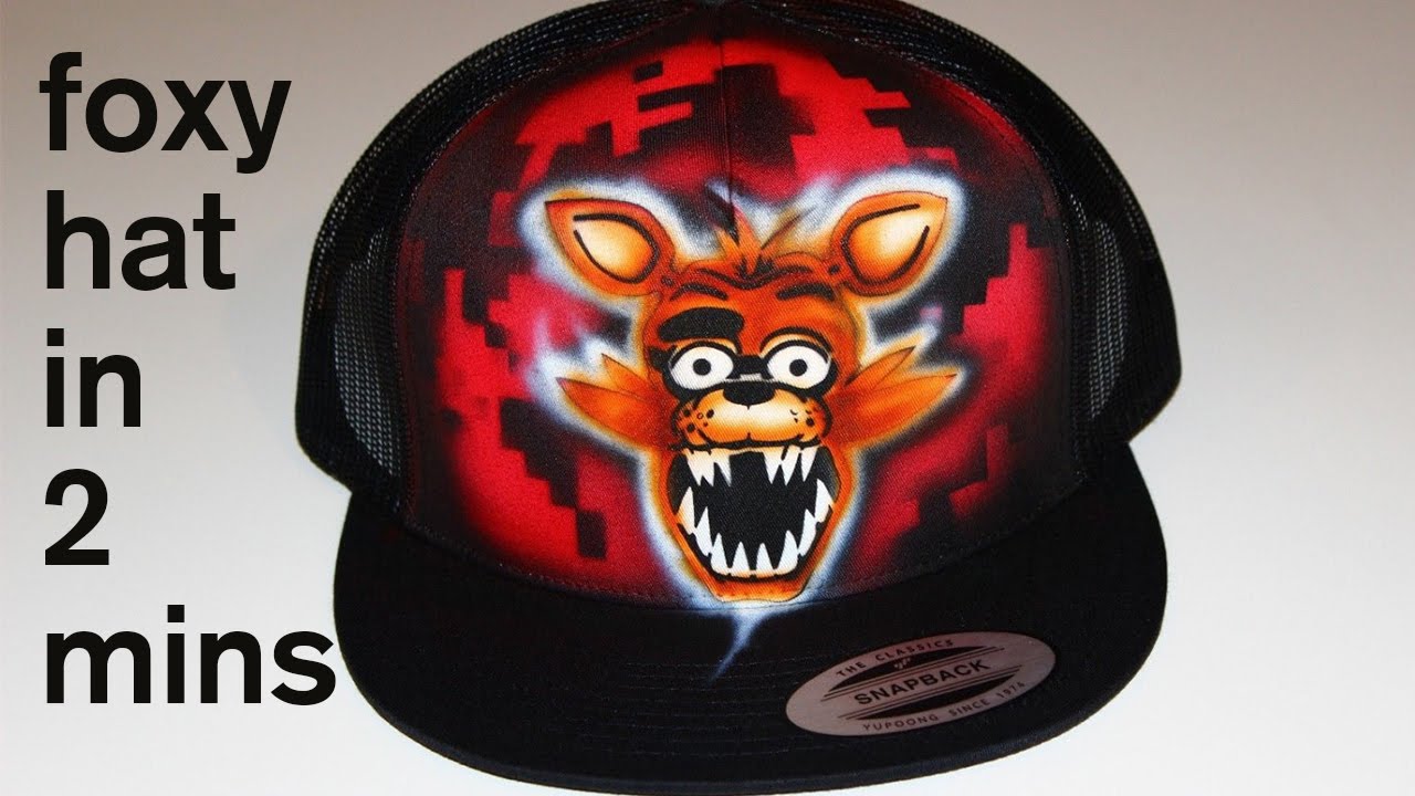five nights at freddy's foxy hand painted hat airbrush gamer fan video ...