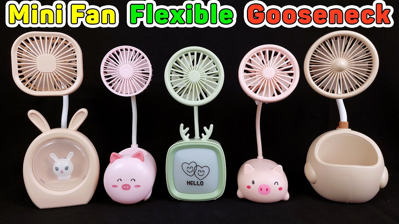 Mini Fan Flexible Gooseneck With Night Lamp, Portable Rechargeable ...