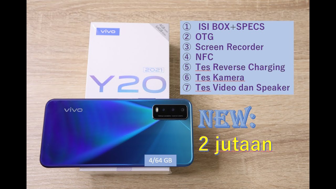 Vivo Y20 2021 4/64 GB-Unboxing-Tes OTG,NFC,Screen Recorder,Camera Test ...