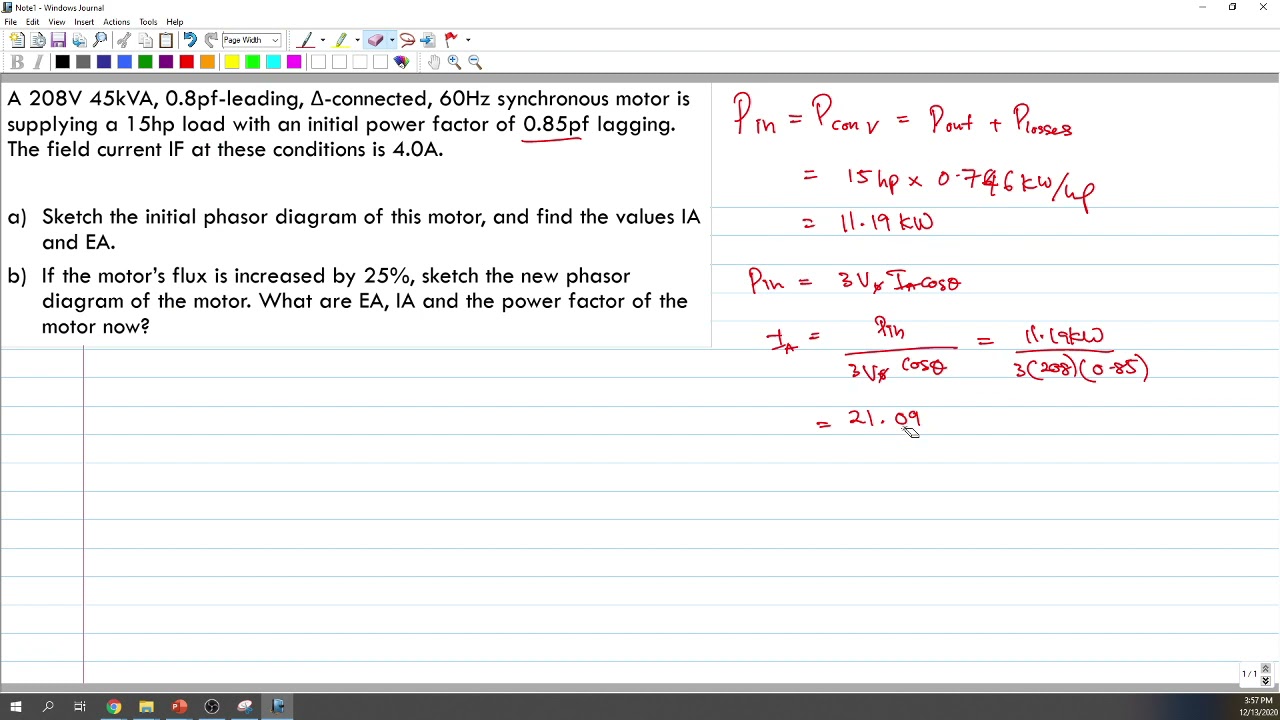 Synchronous Motors: Steady State Synchronous Motor Operation (Example 3 ...