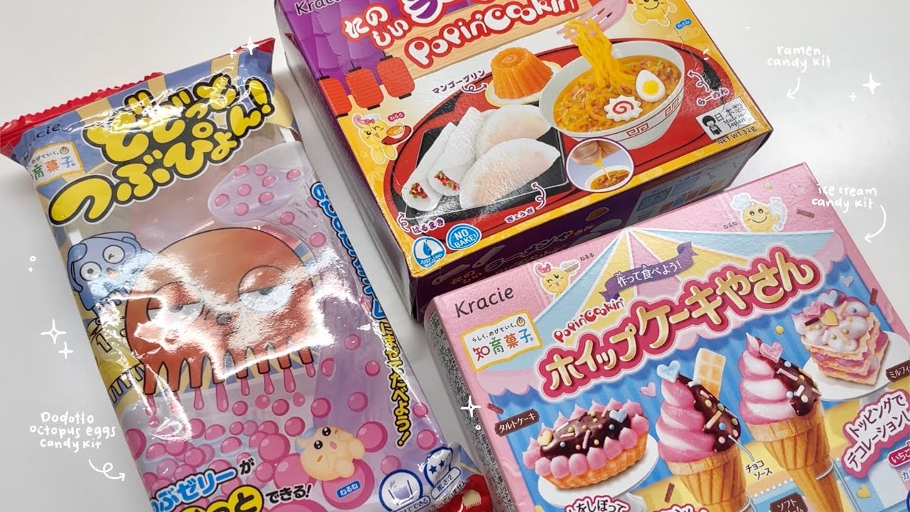 ASMR diy kracie popin’ cookin’ candy kit🍦🍜🐙 japanese candy kits🎏 - YouTube