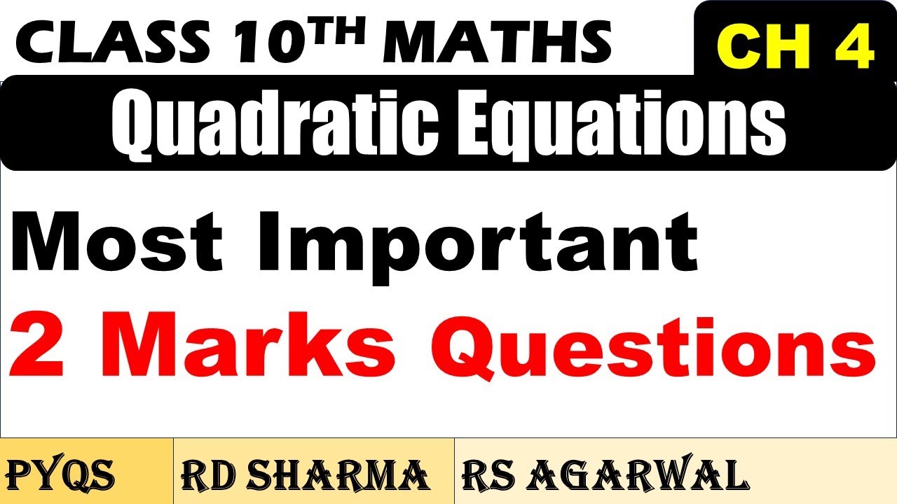 Most Important 2 marks questions |Class 10 Maths Quadratic Equations ...