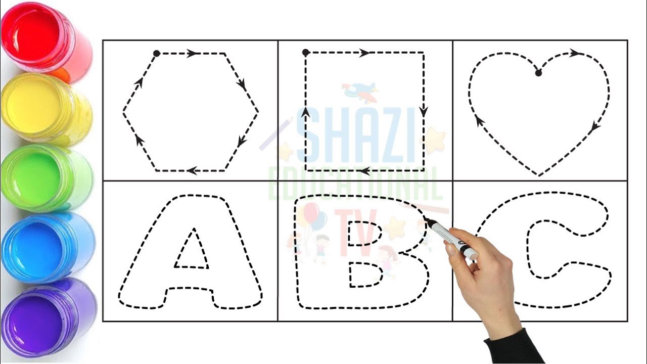 Let's Learn to Draw and Paint ABC and Shapes for Kids // Easy Step by ...