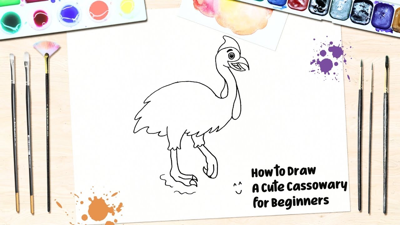 How to Draw A Cassowary Easy Step by Step | Animal Drawing Tutorial for ...