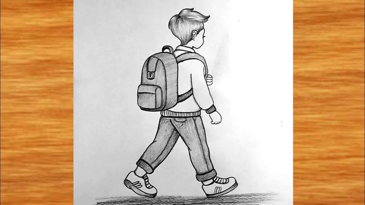 How To Draw A boy going to School || Pencil Drawing || Easy boy Drawing ...