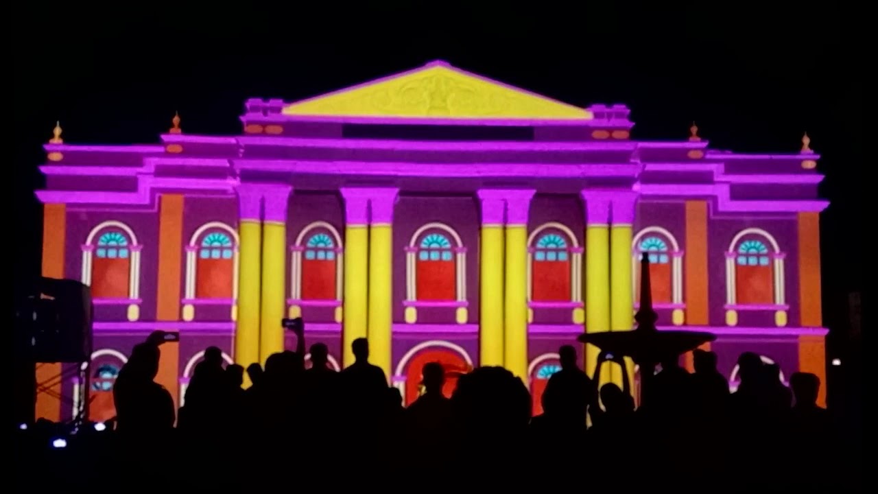 History of Mysore Dasara 3D mapping on Town Hall Building 2k17 ...