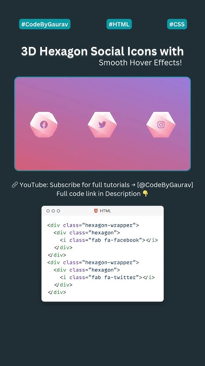 🦋Butterfly Hexagon Social Buttons Using HTML & CSS! #shorts #webdevelopment #cssbutton #htmlcss ...