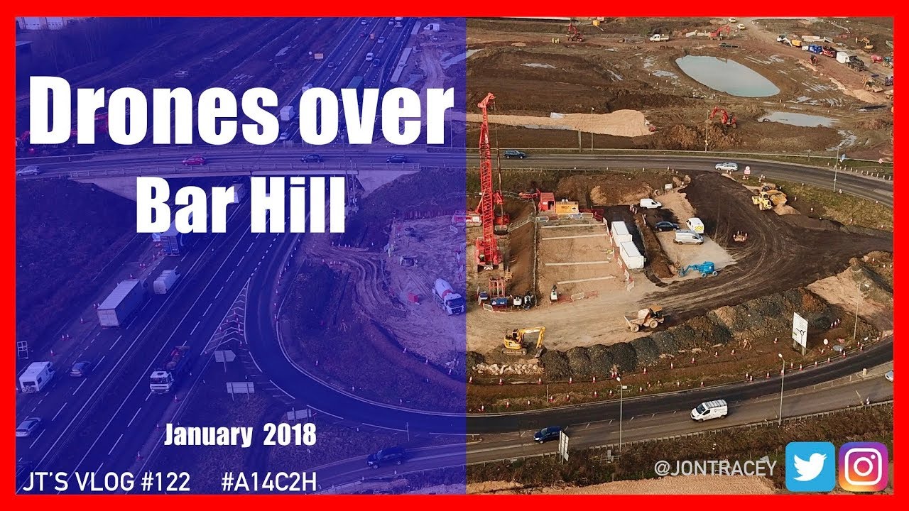 Drones over Bar Hill - Building the new A14 - January 2018 - YouTube