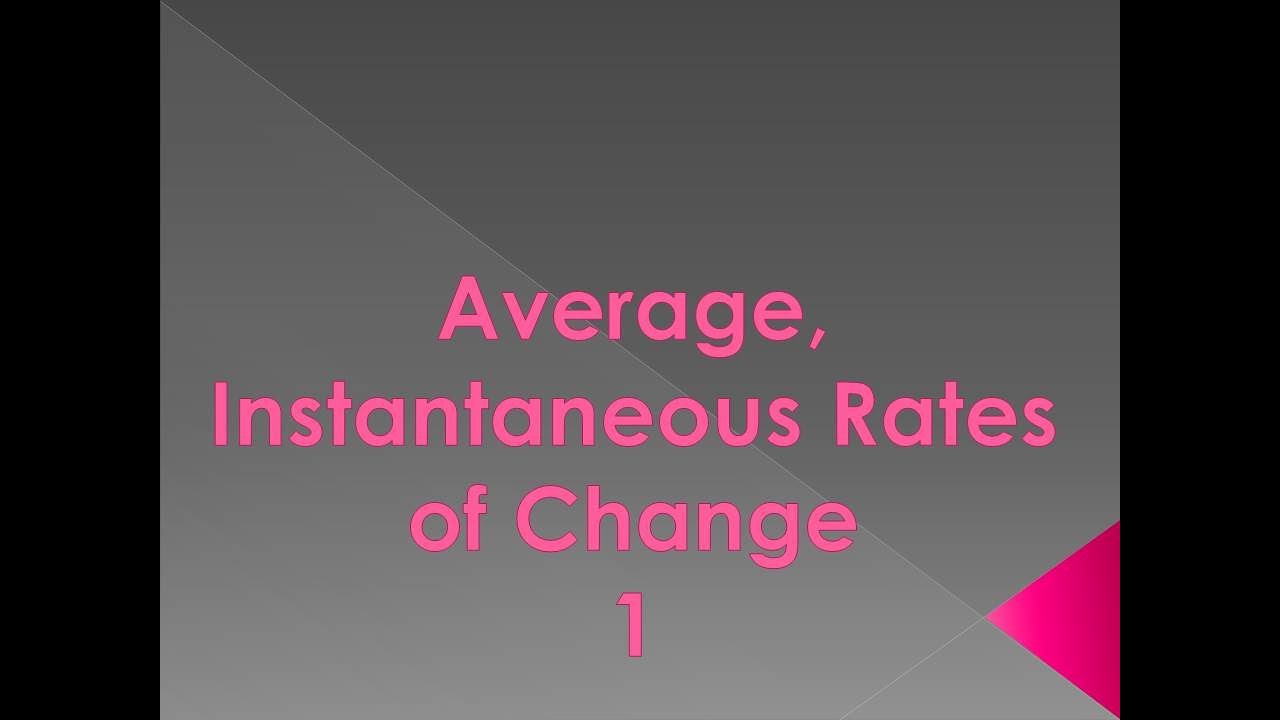 Average, Instantaneous Rates of Change (1 of 3) - YouTube