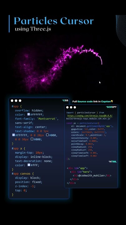 🌌🖱️ Create a Particles Cursor Effect with Three.js! 💻||#shorts #shortvideo #cssanimation # ...