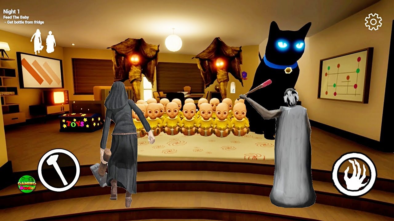 Playing As Evil Nun & Granny Against 100 Yellow Baby | The Baby In ...