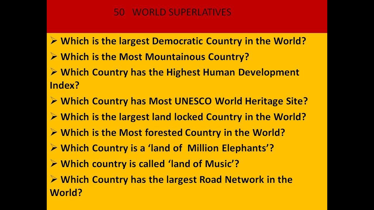 50 World Superlatives GK | WORLD GK | GK IN ENGLISH - YouTube