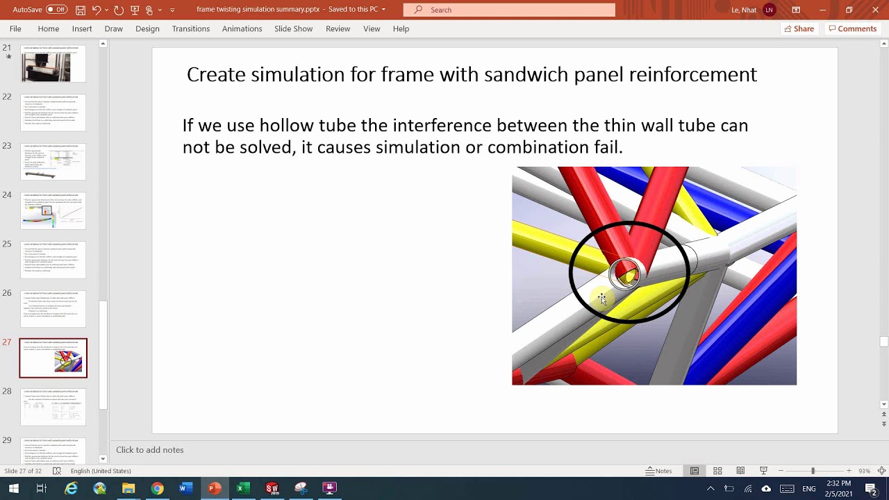 Create simulation for frame with sandwich panel reinforcement in ...
