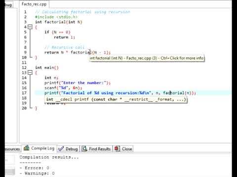 Factorial using recursion. - YouTube