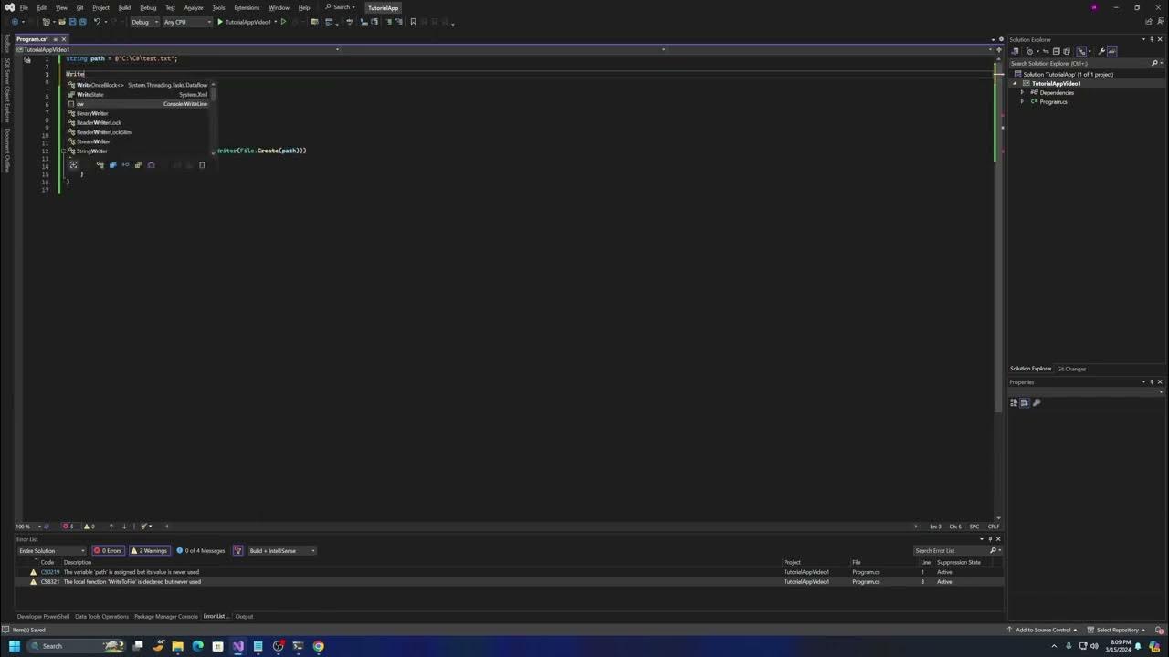 C# - 80 - Writing to Files Using StreamWriter and FileStream - YouTube
