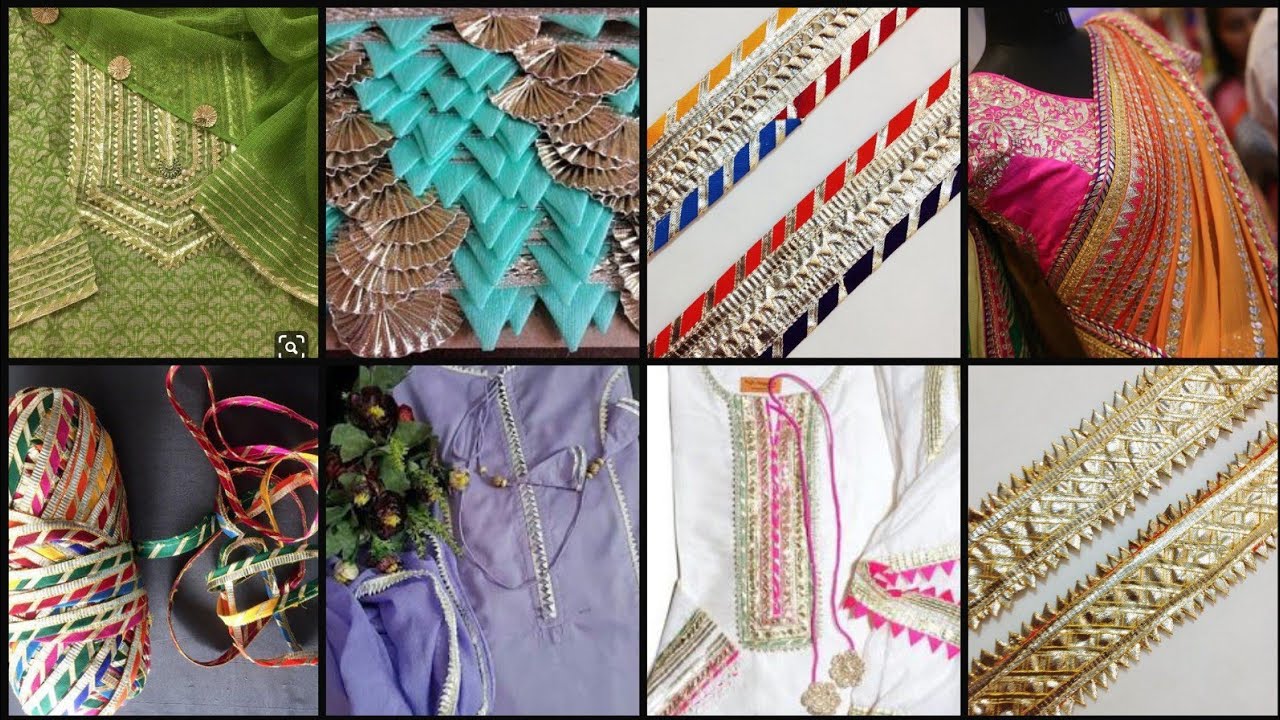 Very very beautiful gotta laces design/ Gotta lace designing ideas ...